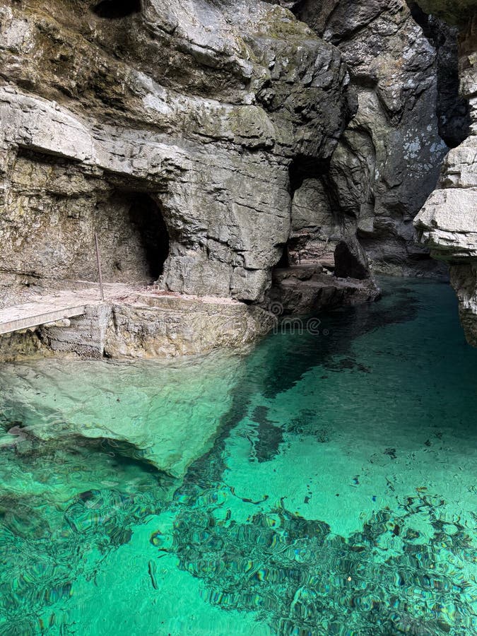 Grotto: Rock Formations and Pool Stock Photo - Image of cliff, river ...