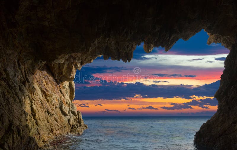 Grottos at coast stock photo. Image of inlet, stone, caves - 91297534