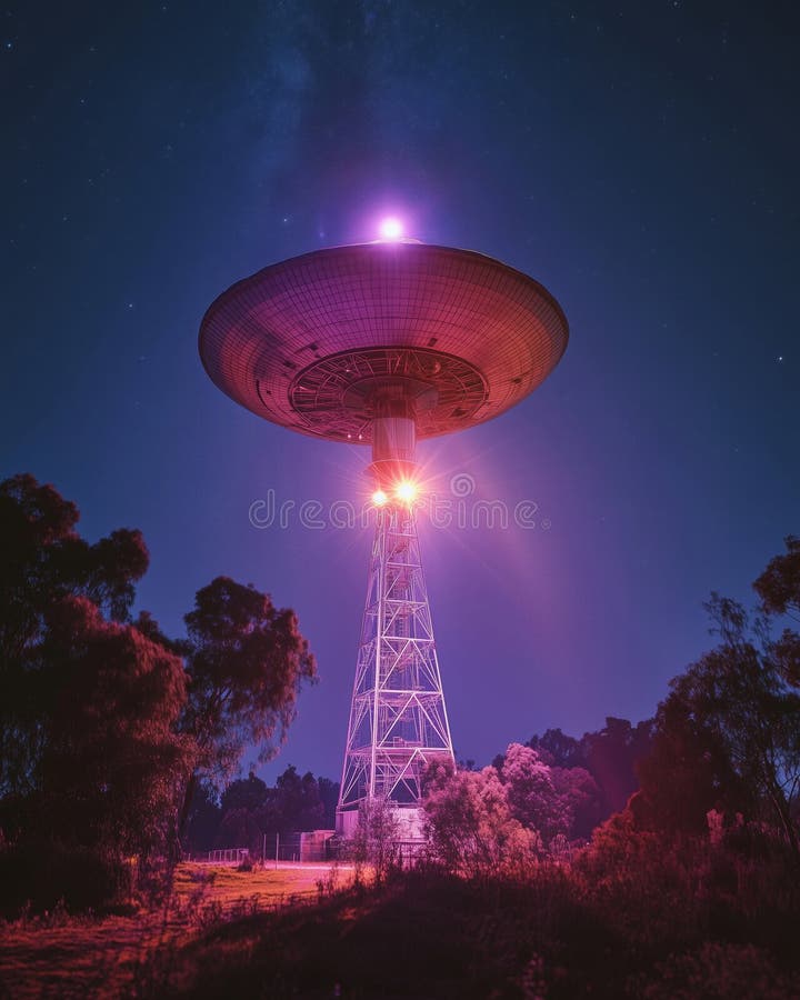 Ground-based Quantum Communication Station Illuminated Under Starry ...