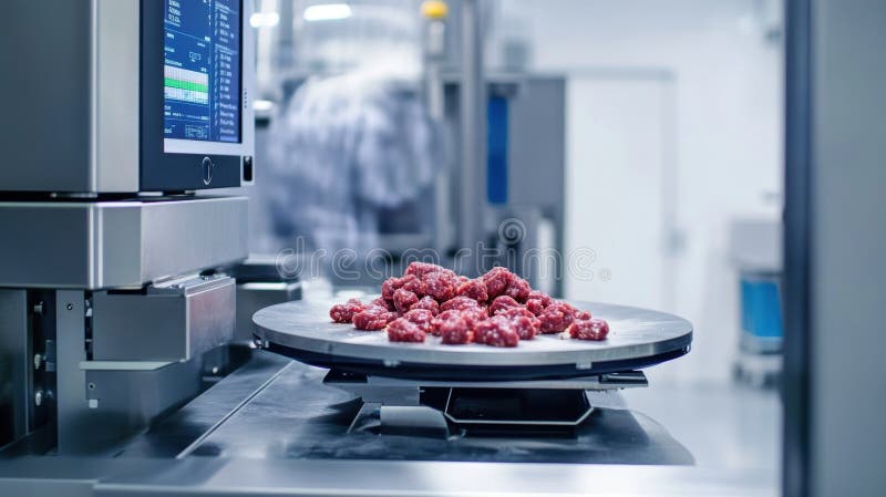 Ground Meat Being Processed by Industrial Food Processing Machine Stock ...