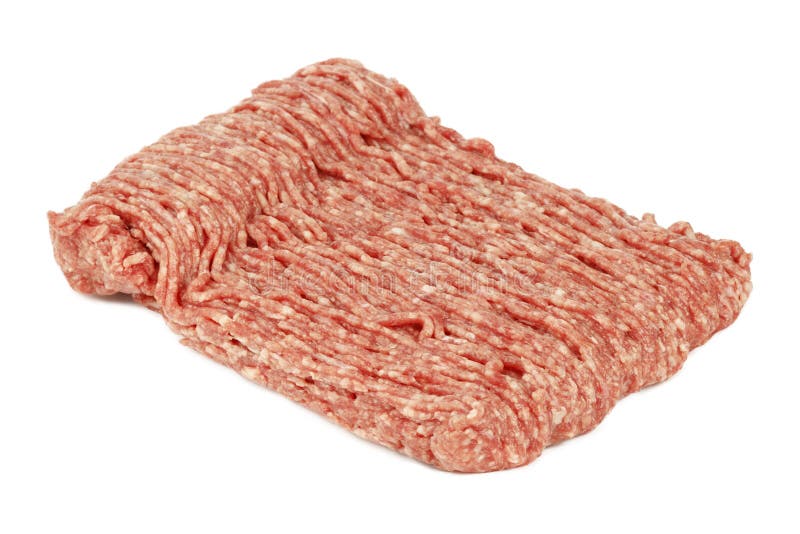 Ground Beef Isolated on White Background, Minced Raw Meat Stock Photo ...