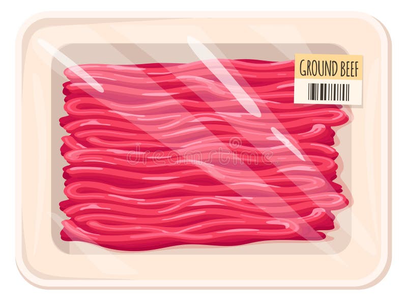 Ground Beef Pack. Minced Meat in Plastic Tray Stock Vector ...
