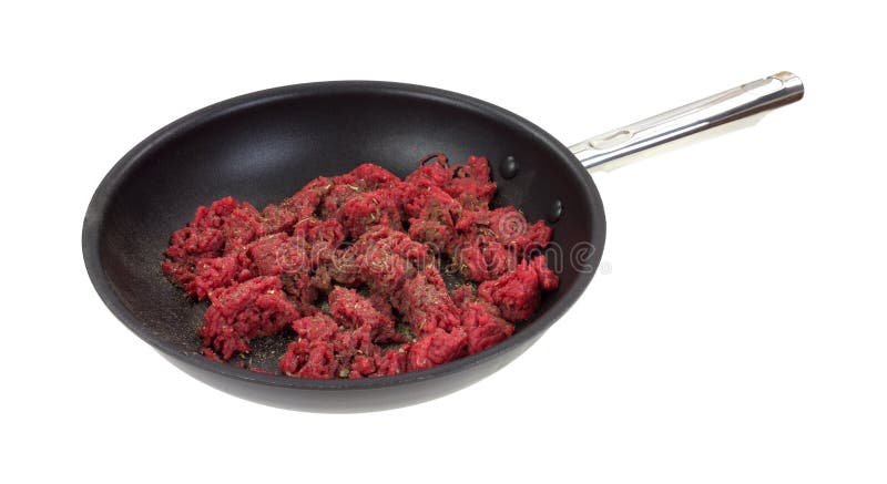 Ground Beef in Pan Raw Side View Stock Photo - Image of frying, healthy ...