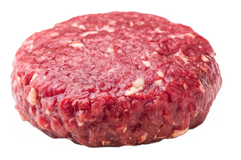 Ground Beef Patty, Raw with Visible Fat, Isolated on White Stock Photo ...