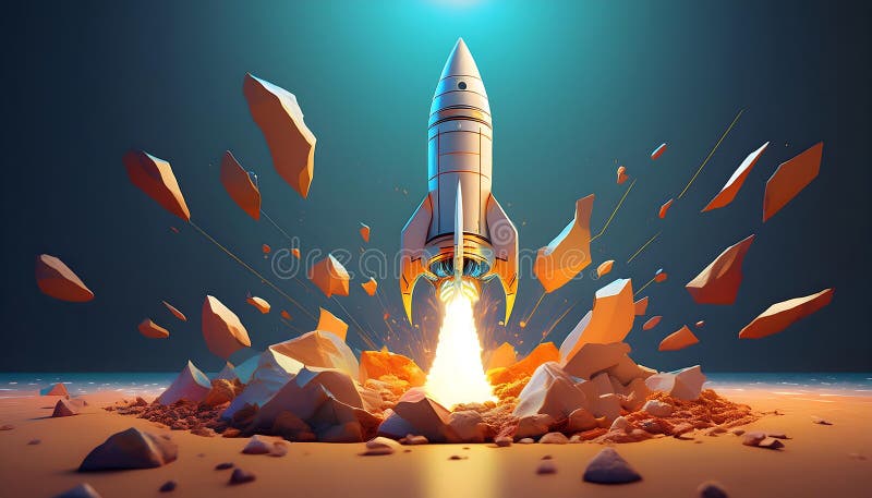 The Ground Breaking into Small Pieces Beneath the Rocket Symbolizes ...