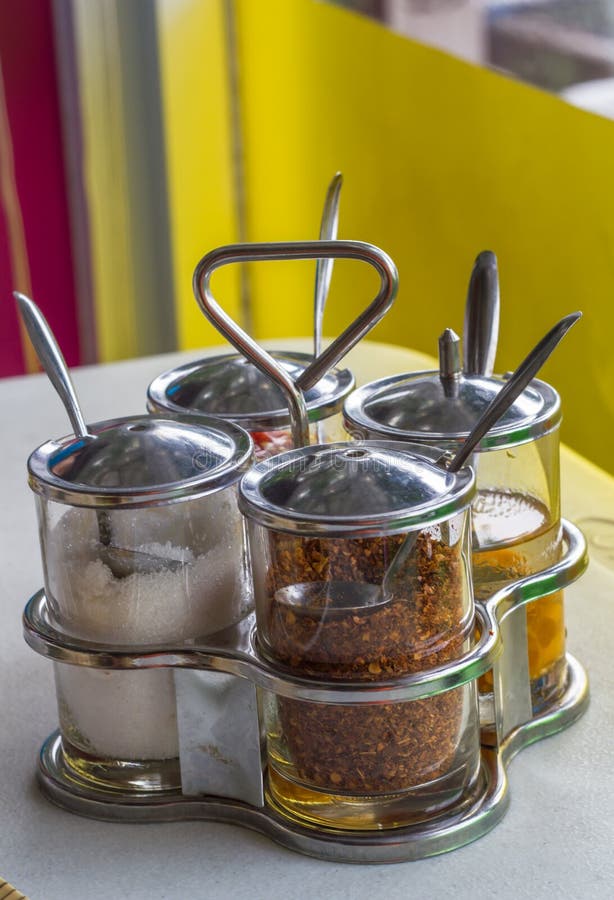 Ground Chilli,sugar,Vinegar ,Chilli and Fish Sauce Jar Stock Image ...