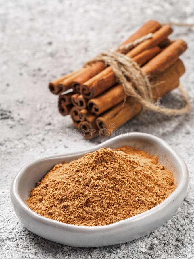 Ground Cinnamon on Gray Background Stock Image - Image of milled, heap ...