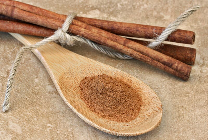 Ground Cinnamon on Wooden Spoon Macro Stock Image - Image of view, wood ...