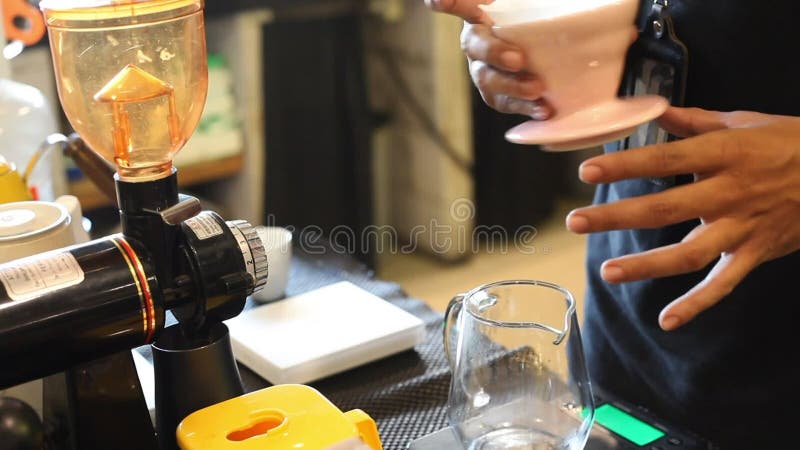 Put the Ground Coffee Beans into the V60 Drip that Has Been Given a ...