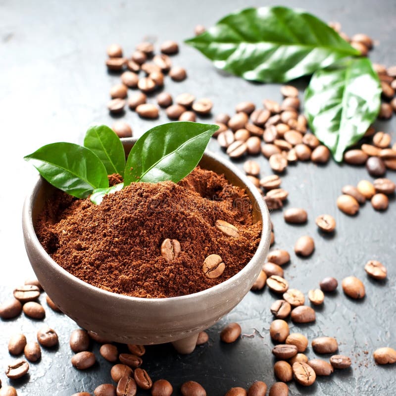 Ground Coffee in Ceramic Bowl Stock Image - Image of composition, aroma ...