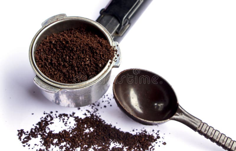 Ground Coffee in Filter Holder Stock Image - Image of aroma, morning ...