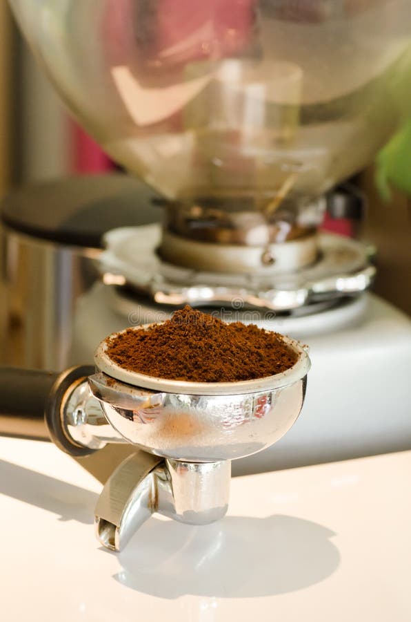 Ground Coffee in the Grouphead Stock Image - Image of coffee, grouphead ...