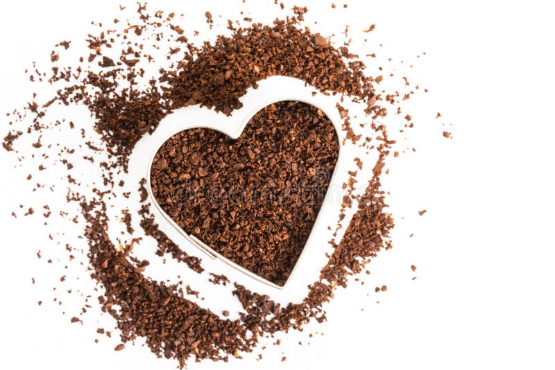 Ground Coffee in a Heart Shape Stock Photo - Image of heart, macro ...