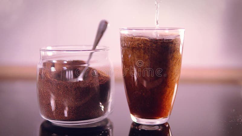 Ground Coffee is Prepared in a Glass Pouring Stock Footage - Video of ...