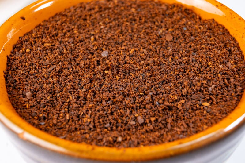 Ground Coffee Ready for Brewing, Top View of Coffee. Stock Image ...