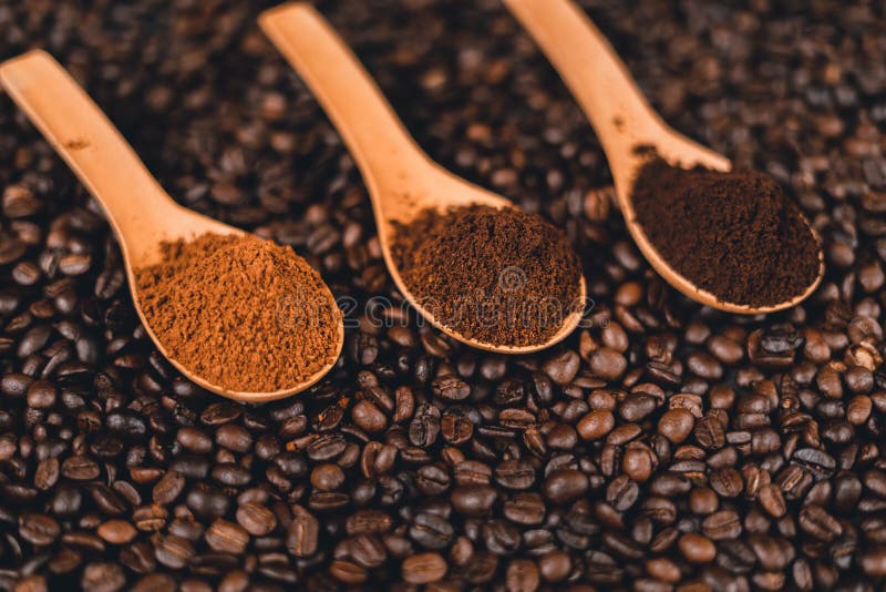 Ground Coffee in a Spoon on the Background Stock Photo - Image of color ...