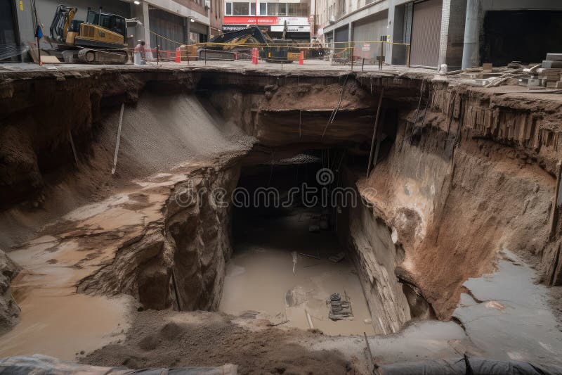 Ground Collapse during Construction Project, Revealing the Subterranean ...