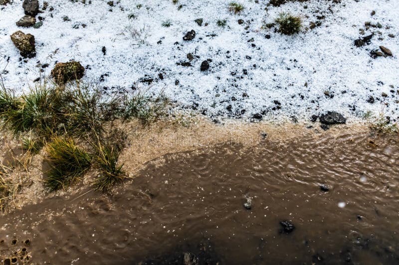 Ground covered with hail stock photo. Image of crystal - 298569400