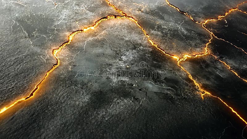 Cracks Spreading Across the Earth with Glowing Lava during a Volcanic ...