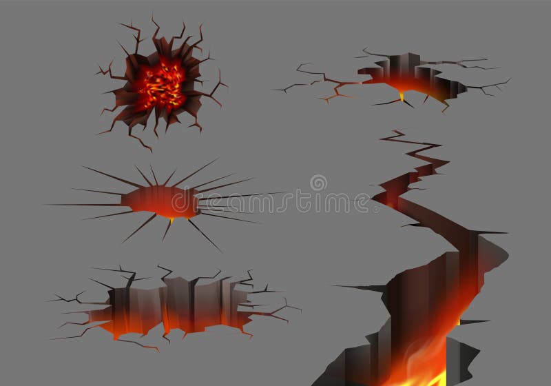Ground Cracks Volcano Composition Stock Vector - Illustration of ...