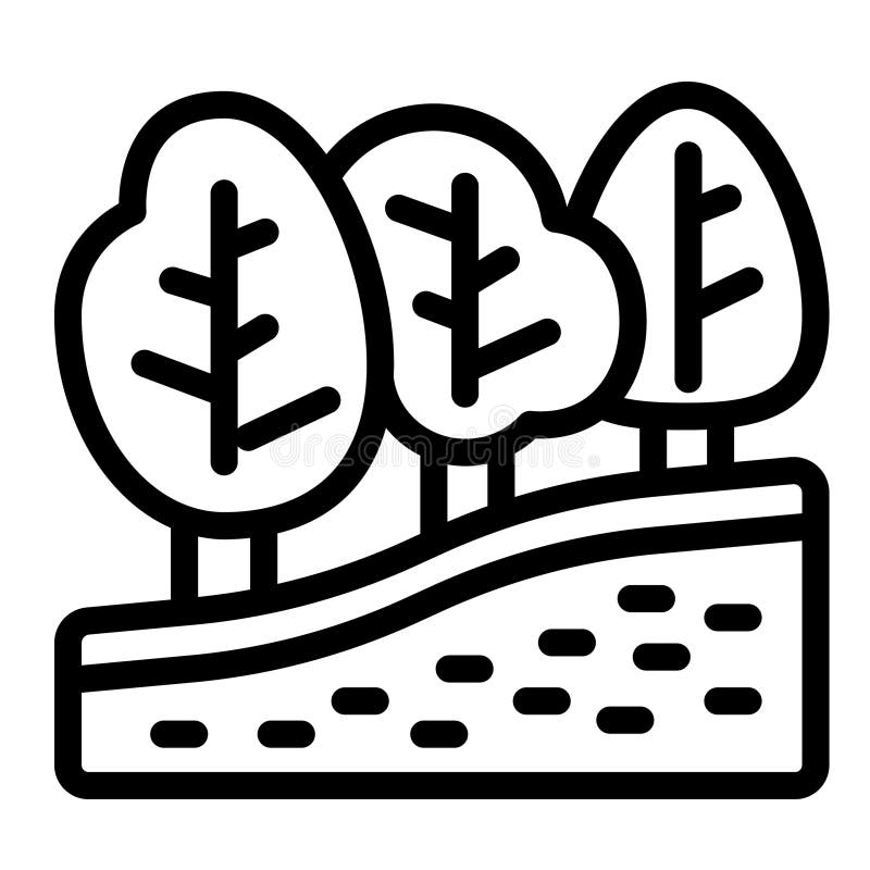 Ground Cut and Trees Line Icon, Construction Concept. Vector Graphics ...