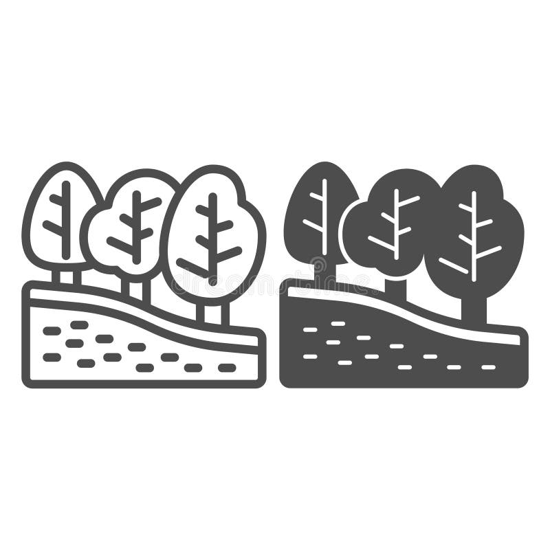 Ground Cut and Trees Line and Solid Icon, Construction Concept. Vector ...