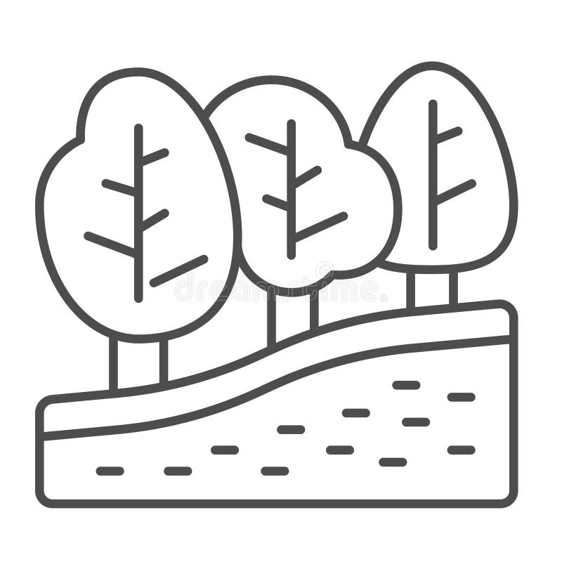 Ground Cut and Trees Thin Line Icon, Construction Concept. Vector ...