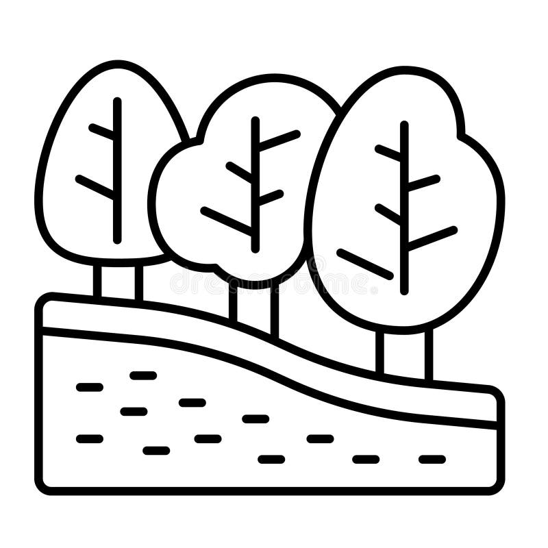 Ground Cut and Trees Thin Line Icon, Construction Concept. Vector ...