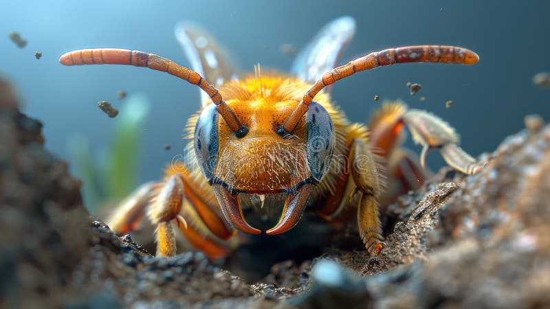 Ground-Digging Mining Bee - Andrenidaea Bee Creating Tunnels for ...