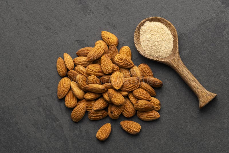 Prunus Dulcis Ground Dried Almonds Spoon Stock Photos - Free & Royalty ...