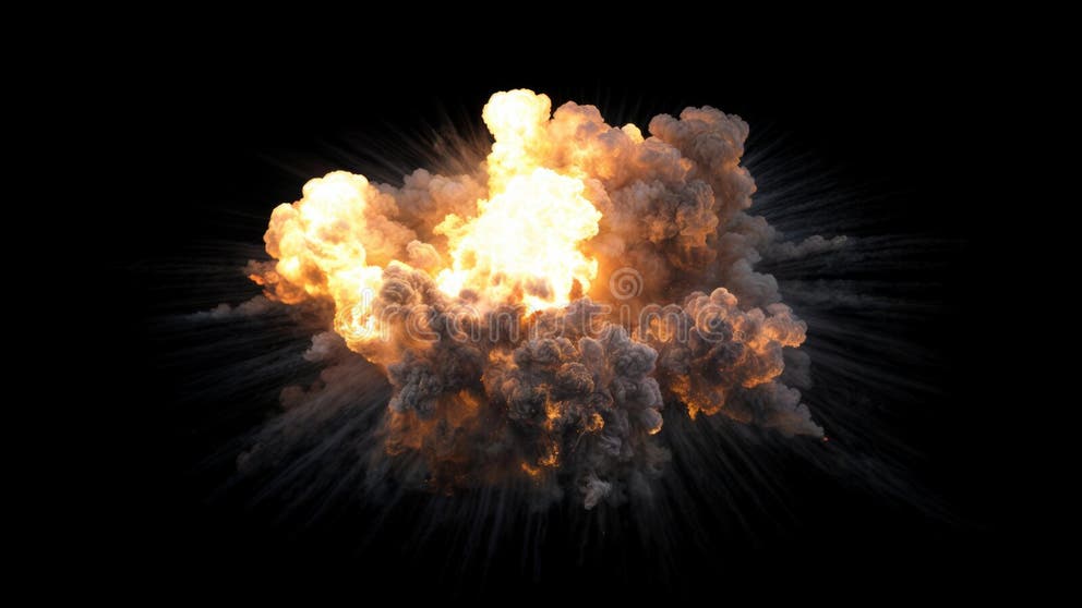 Ground Explosion with Radiant Blast and Ring Shockwave with Dense ...