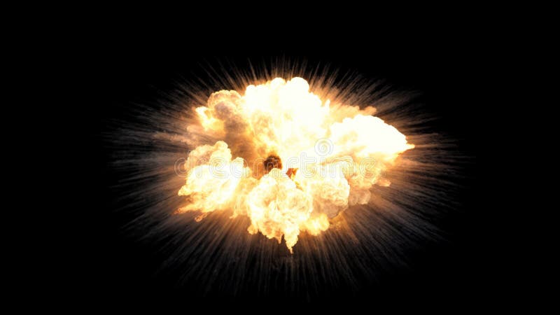 Ground Explosion with Radiant Blast and Ring Shockwave with Dense Smoke ...