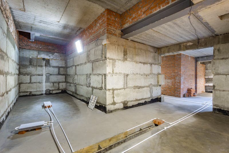 Concrete Construction of Basement of Large Building Stock Image - Image ...