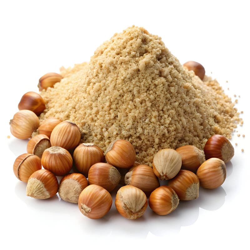 Ground Hazelnuts on White Background Stock Illustration - Illustration ...