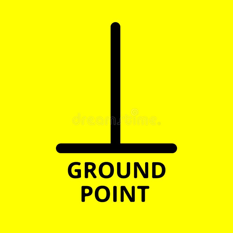 Ground Icon, Sign. Electrical Symbol Isolated on Yellow Background. ESD ...