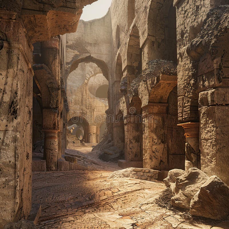 Ground Level Angle View of Forgotten Underground City Ruins Stock ...