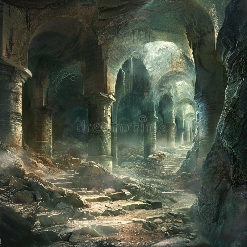 Ground Level Angle View of Forgotten Underground City Ruins Stock ...