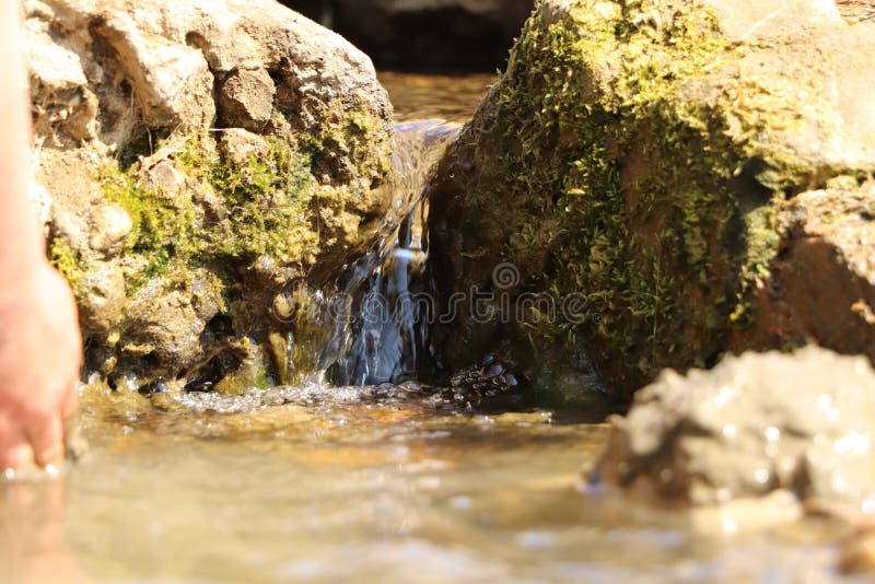Ground Level Close Up of Mud and Water Sloshing Down a Stream Stock ...