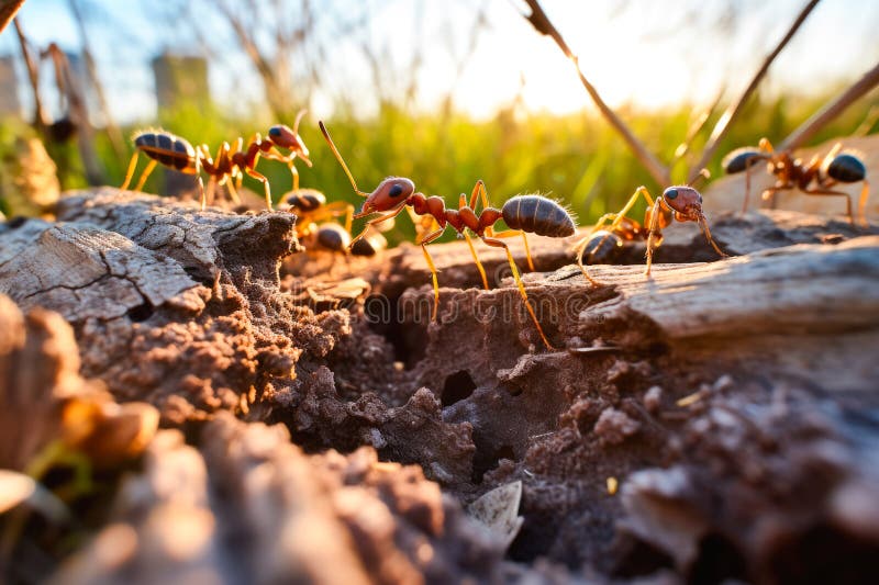 A Ground Level View of Ant Colony Stock Illustration - Illustration of ...