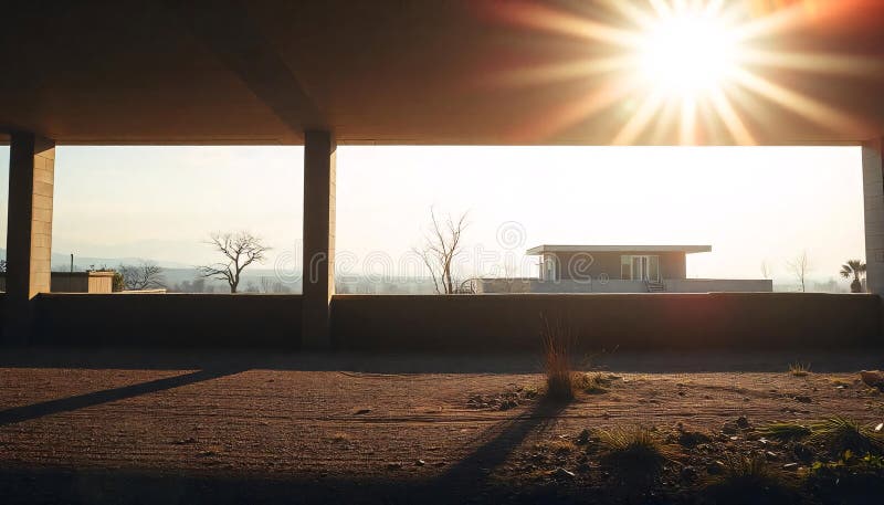 Ground Level View, Architectural Landscape, Light and Shadow Reflecting ...