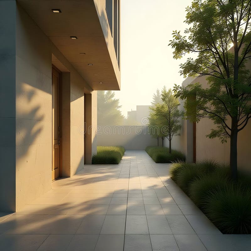 Ground Level View, Architecture Landscape, Morning Light Stock Image ...