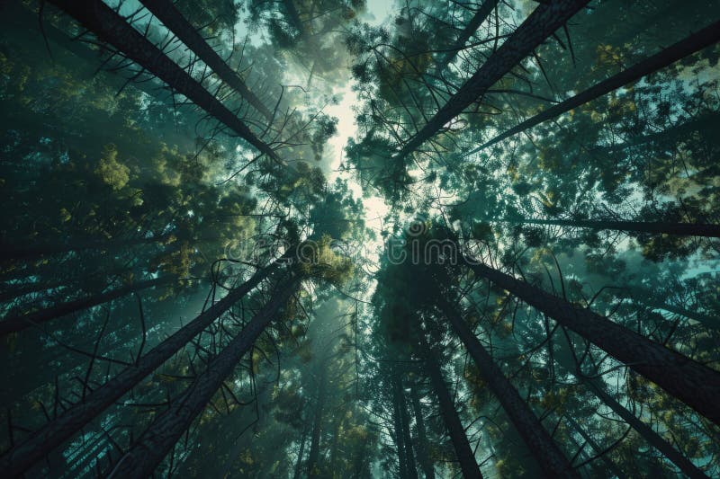 Ground-level View of a Dense Forest with Trees and Foliage Stock Photo ...