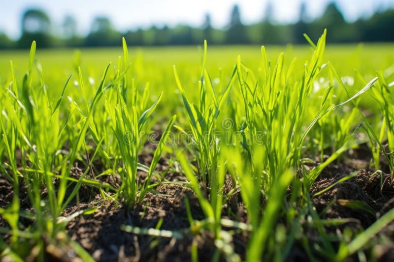 Ground-level View of Grass Seedlings in a Meadow Stock Photo - Image of ...