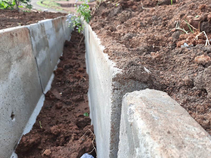 Concrete Drainage Channel in Progress Stock Photo - Image of hole ...