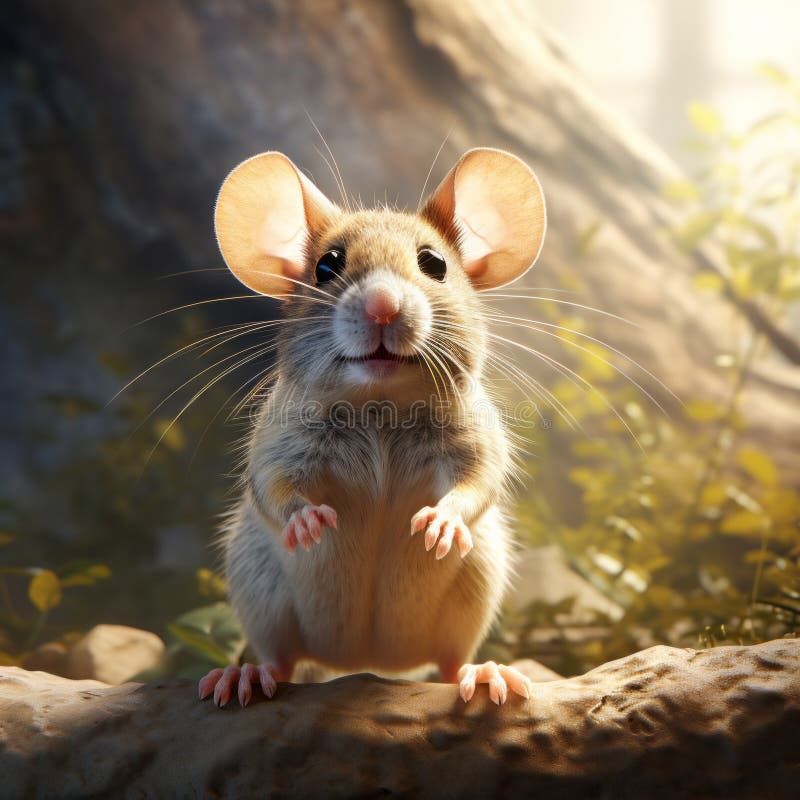 Charming Mouse Illustration with Detailed Facial Features Stock ...