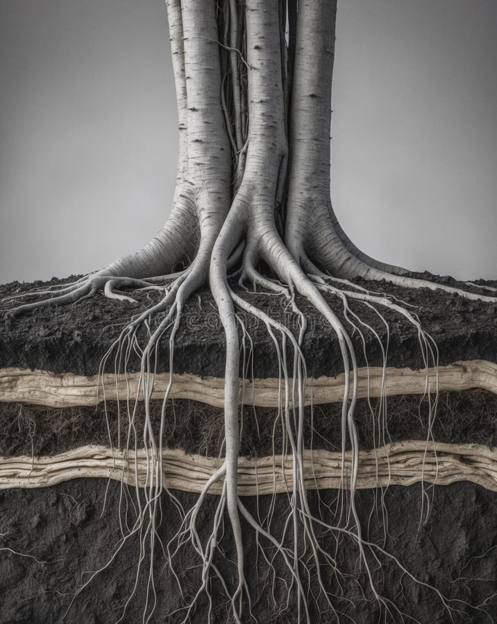Ground Level View of Roots and Soil Layers. Stock Photo - Image of ...