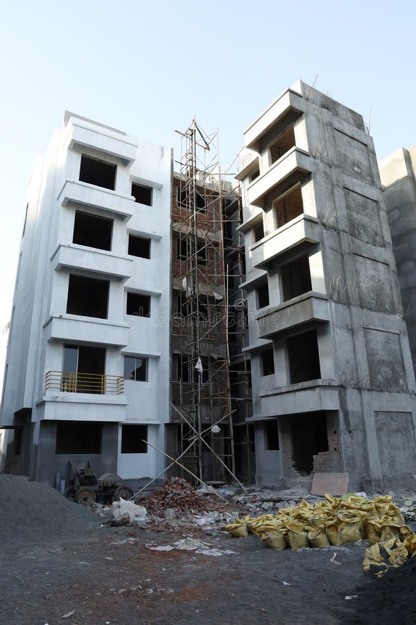 A Ground Level View of an Under Construction Building Stock Photo ...