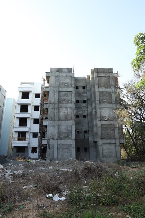 A Ground Level View of an Under Construction Building Stock Image ...