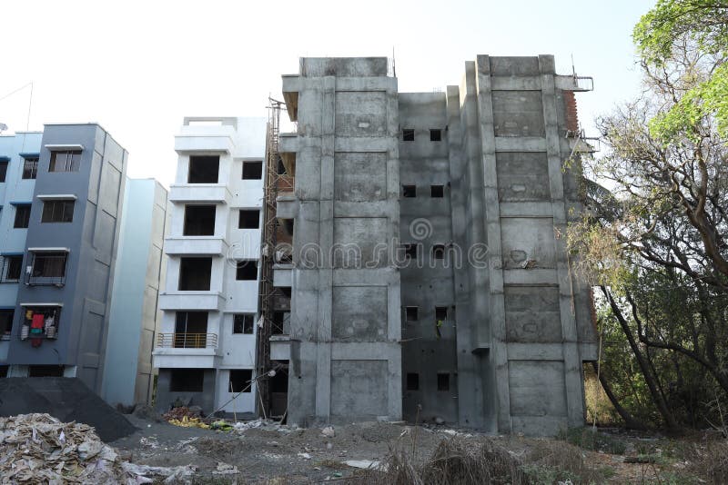 A Ground Level View of an Under Construction Building Stock Photo ...