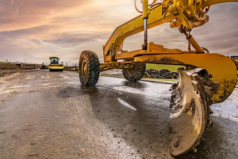 Ground Leveling Machine To Build a Road Stock Photo - Image of industry ...